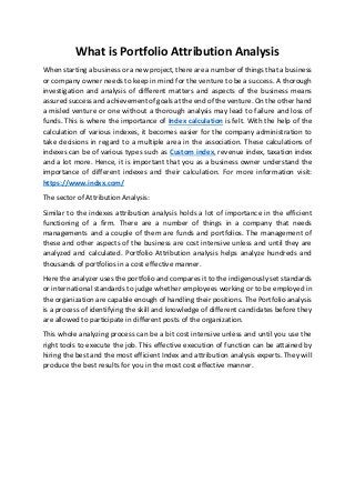 What is Portfolio Attribution Analysis