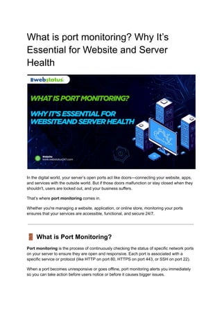 What is Port Monitoring? Why It’s Essential for Website and Server ...