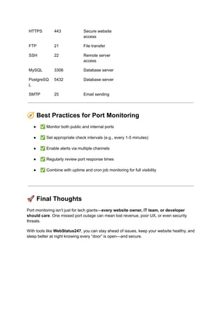 What is Port Monitoring? Why It’s Essential for Website and Server ...