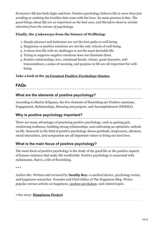 What is positive psychology (summary) the happiness blog | PDF