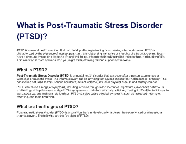 What is PTSD | PDF | Mental Health | Diseases and Conditions
