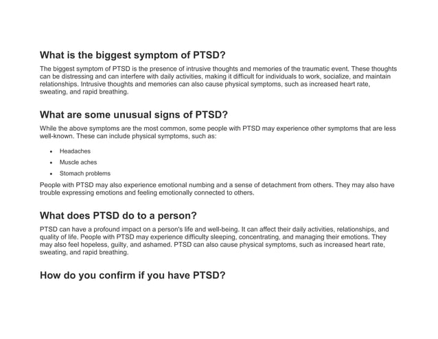 What is PTSD | PDF | Mental Health | Diseases and Conditions