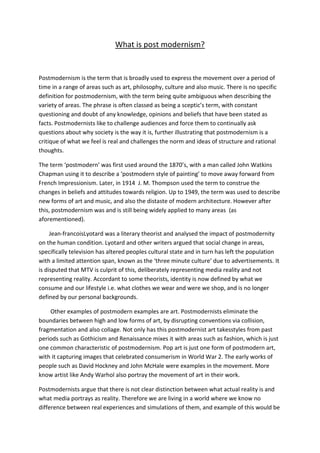 What is post modernism finished | DOCX