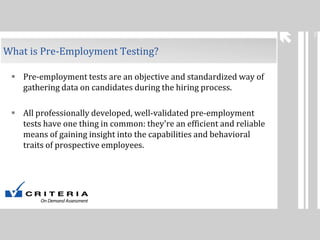 What is Pre-Employment Testing? | PDF