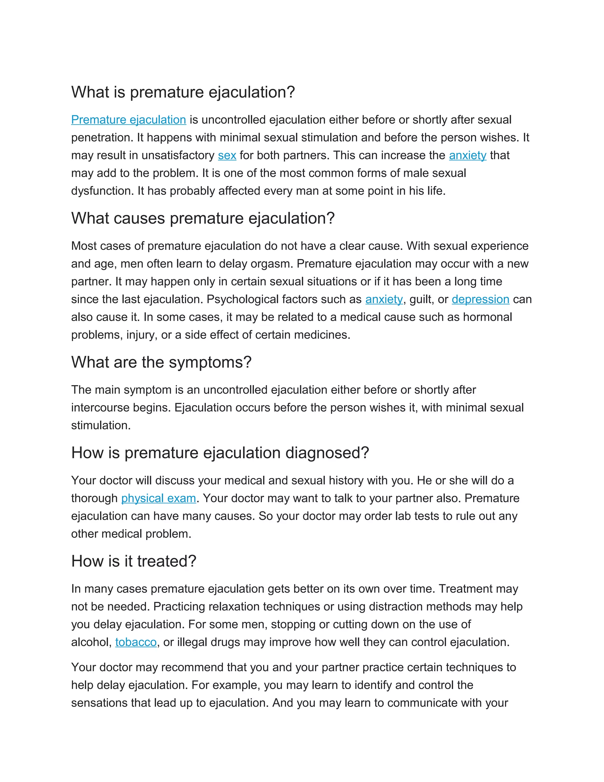 What is premature ejaculation | DOC