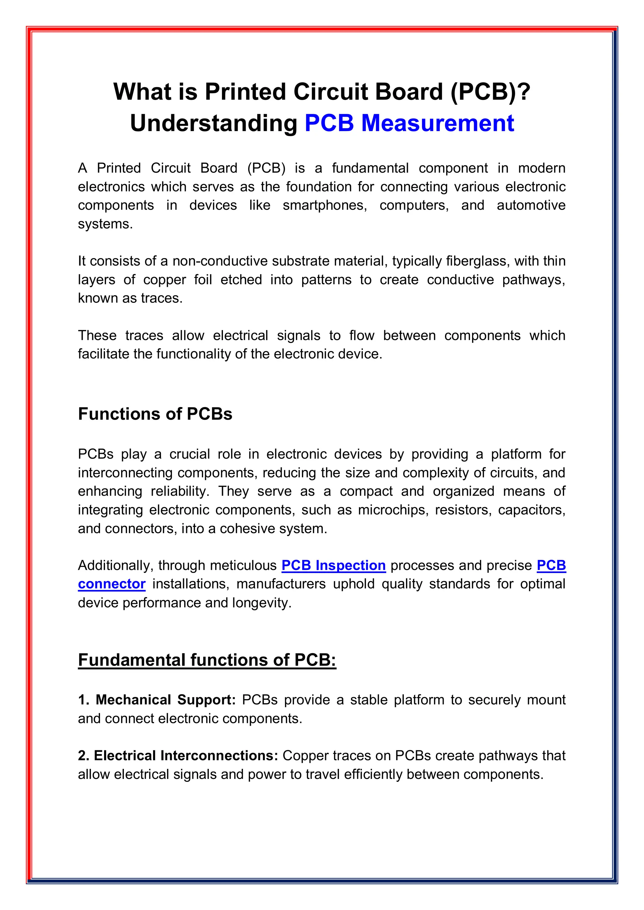 What is Printed Circuit Board (PCB)? Understanding PCB Measurement | PDF