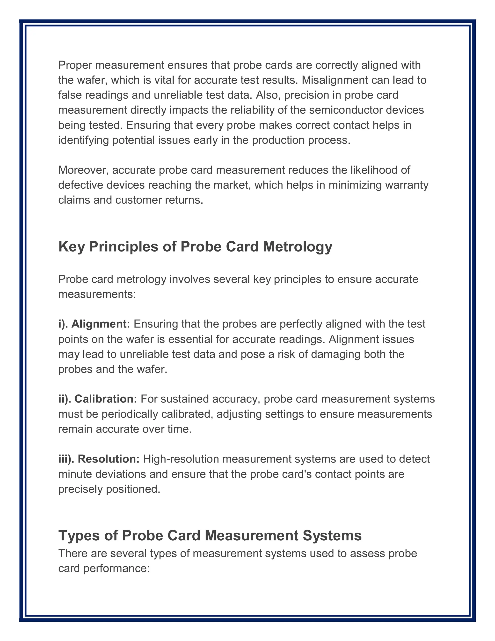What is Probe Card and Why Probe Card Measurement is Important? | PDF