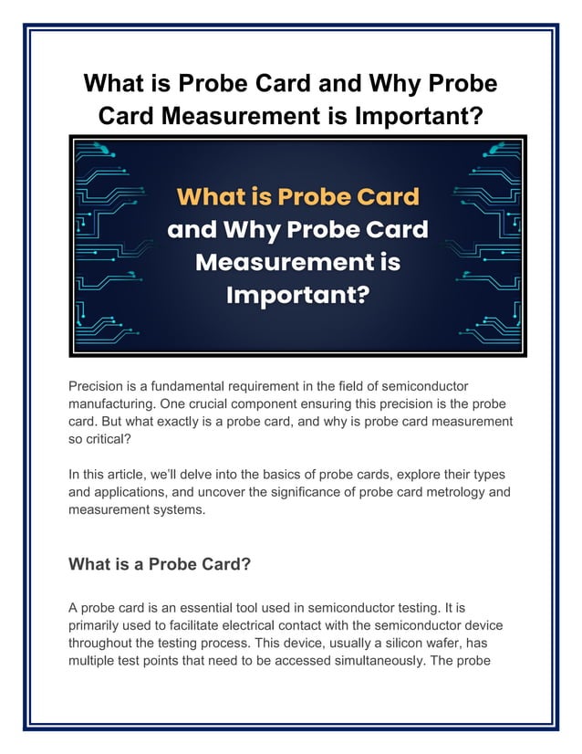 What is Probe Card and Why Probe Card Measurement is Important? | PDF