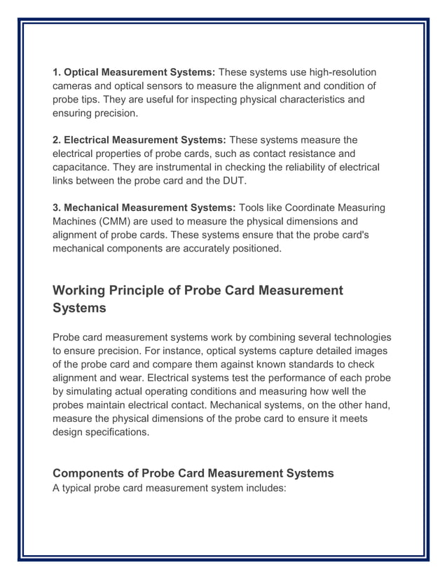 What is Probe Card and Why Probe Card Measurement is Important? | PDF