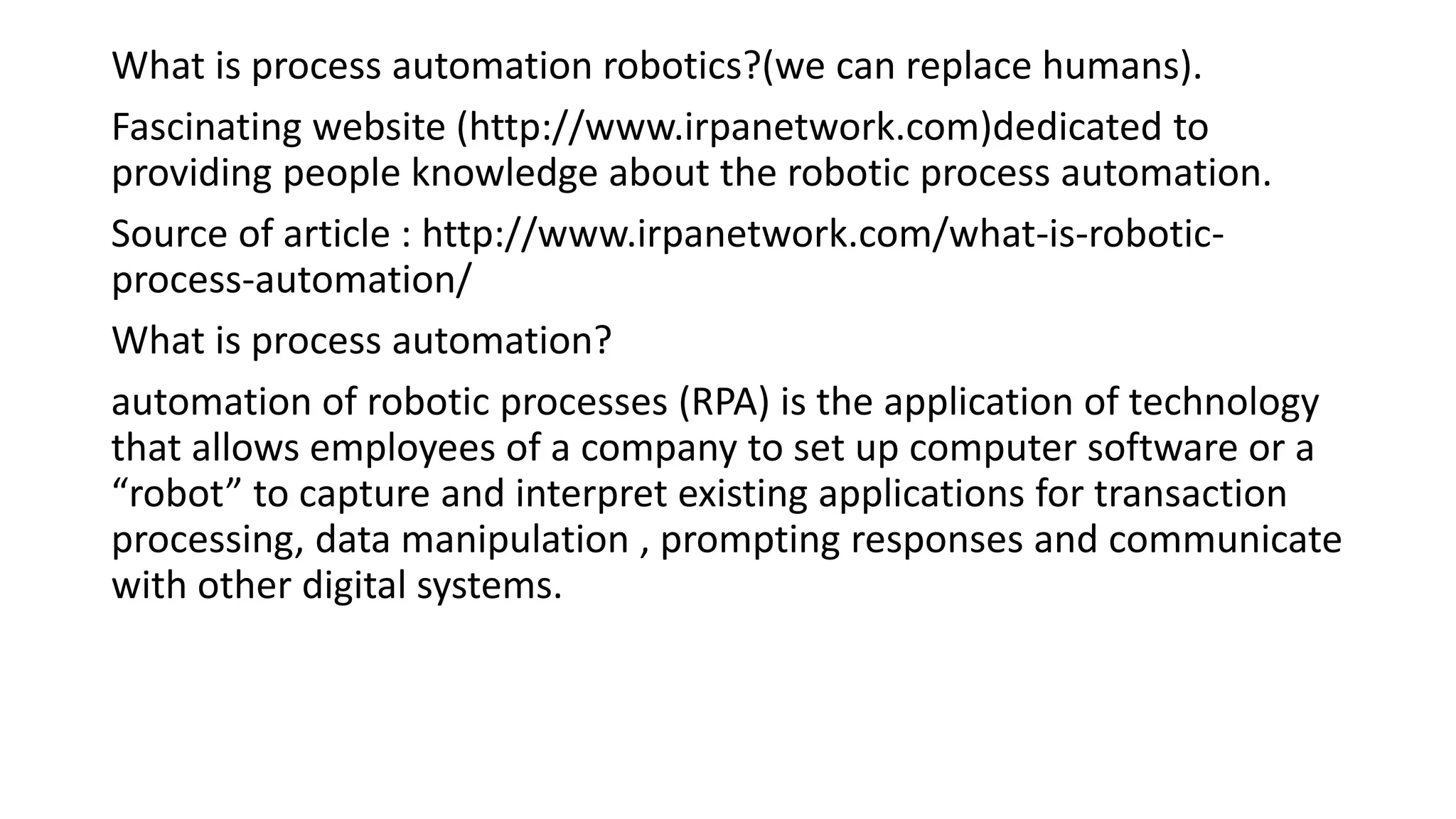 What is process automation robotics | PPTX