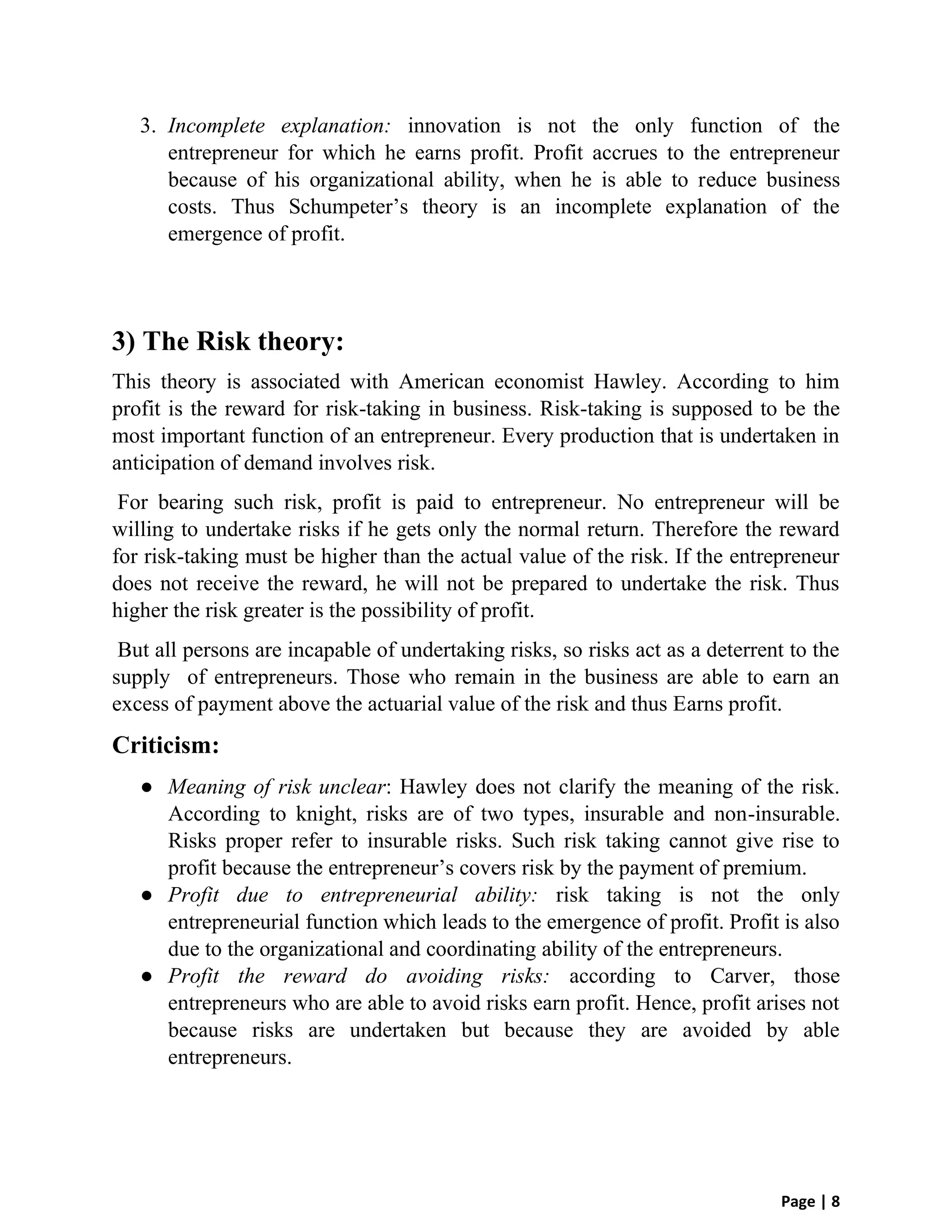 What is profit , types of profit, theories of profit | PDF