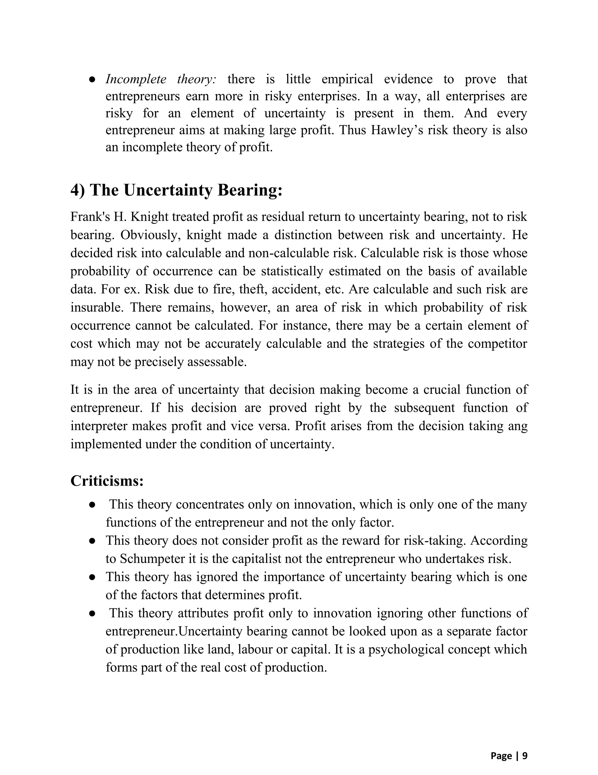 What is profit , types of profit, theories of profit | PDF