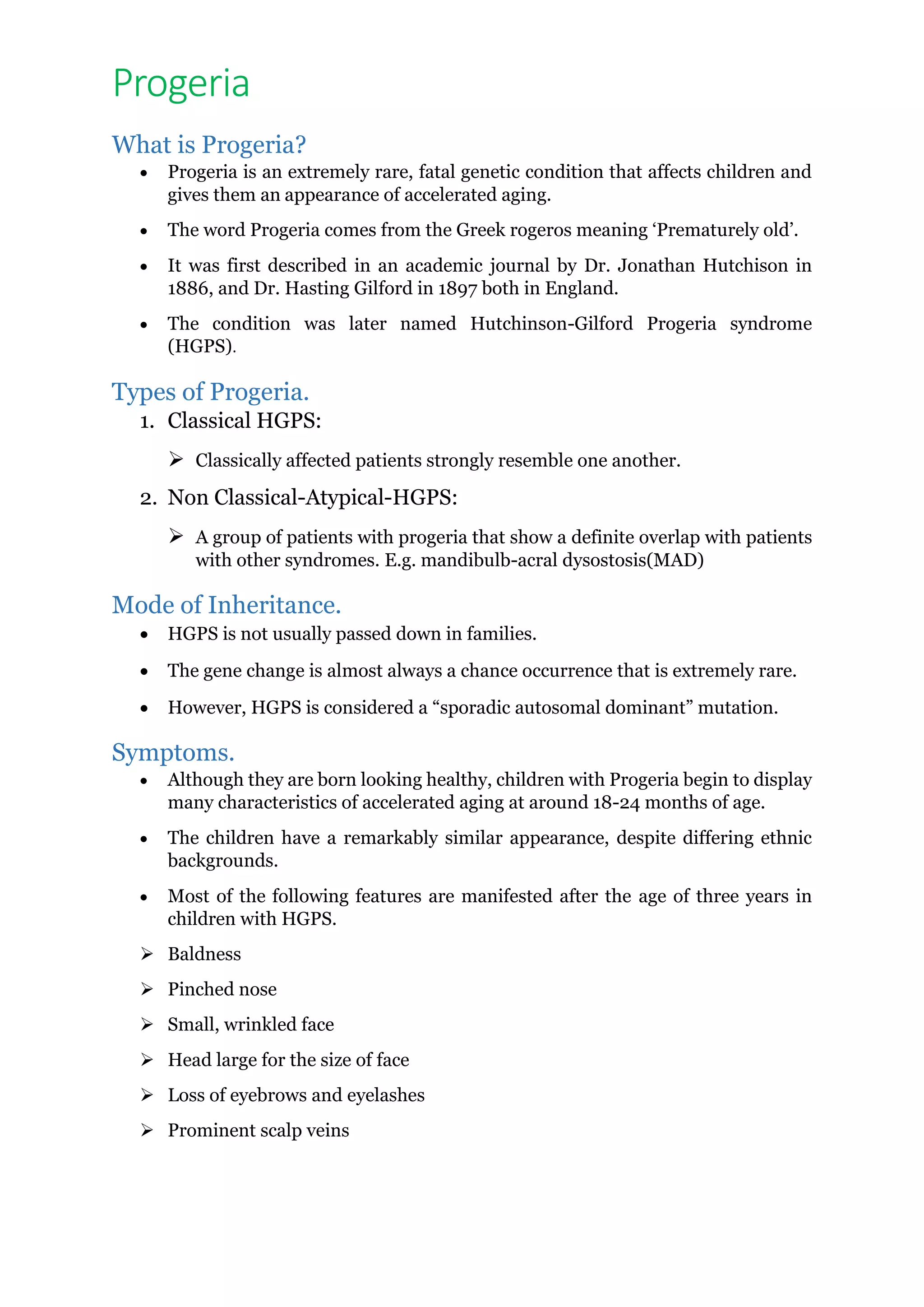 Progeria | PDF | Heart and Cardiovascular Diseases | Diseases and ...