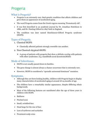 Progeria | PDF | Heart and Cardiovascular Diseases | Diseases and ...