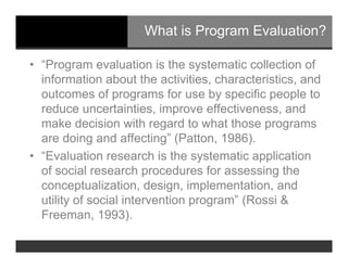 What is program evaluation lecture 100207 [compatibility mode] | PPT