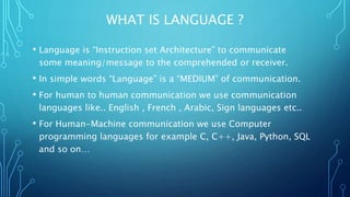 " PROGRAMMING LANGUAGE " with MOHSIN | PPT