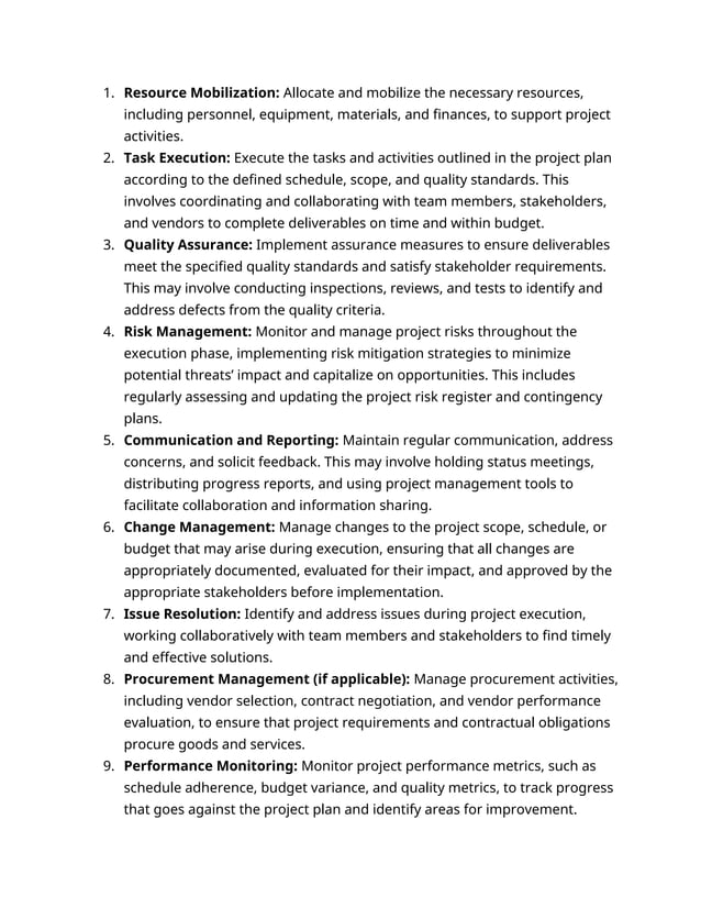 What Is Project Execution Phase In Project Managementdocx