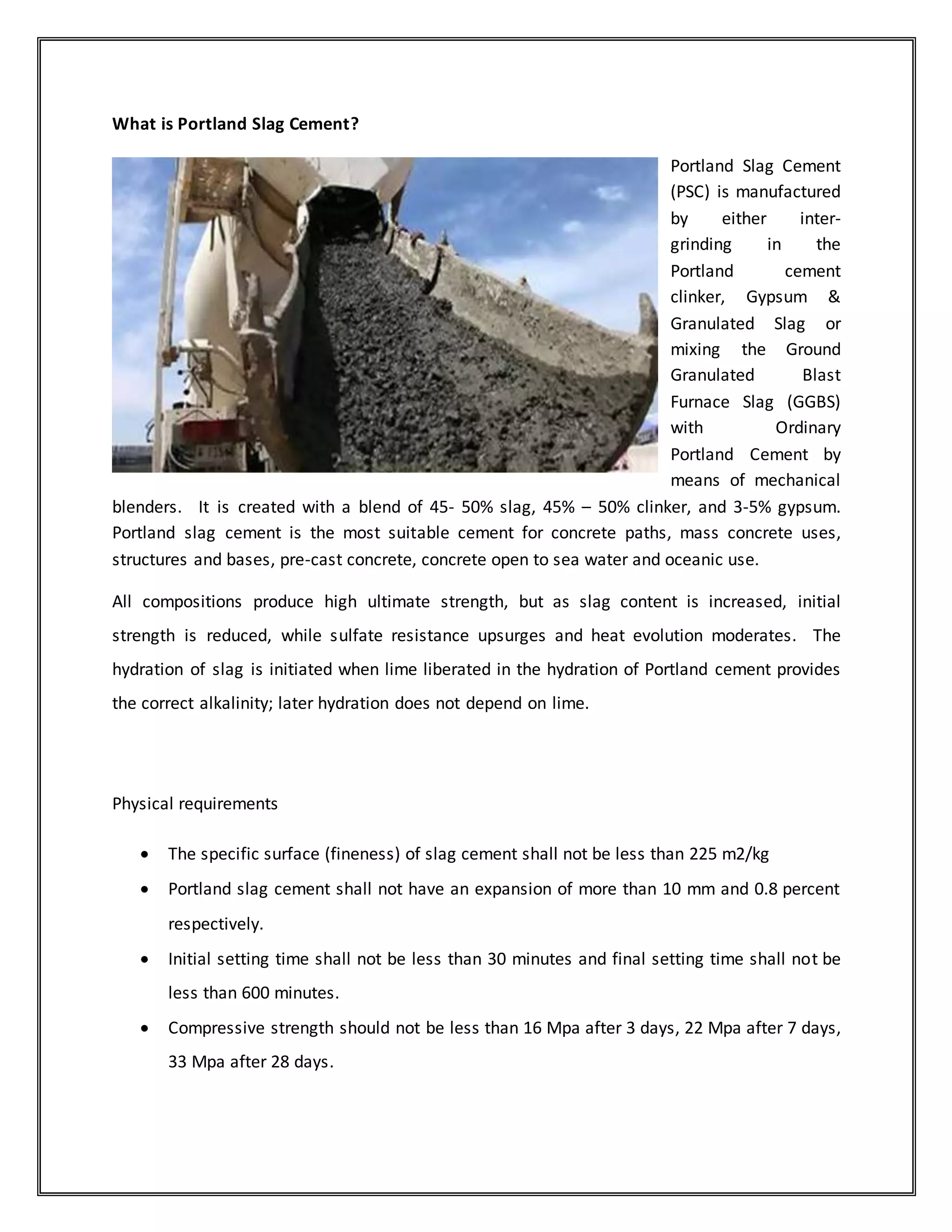 What is Portland Slag Cement ? | DOCX