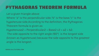 What is pythagoras theorem a brief knowledge about pythagoras theorem | PDF