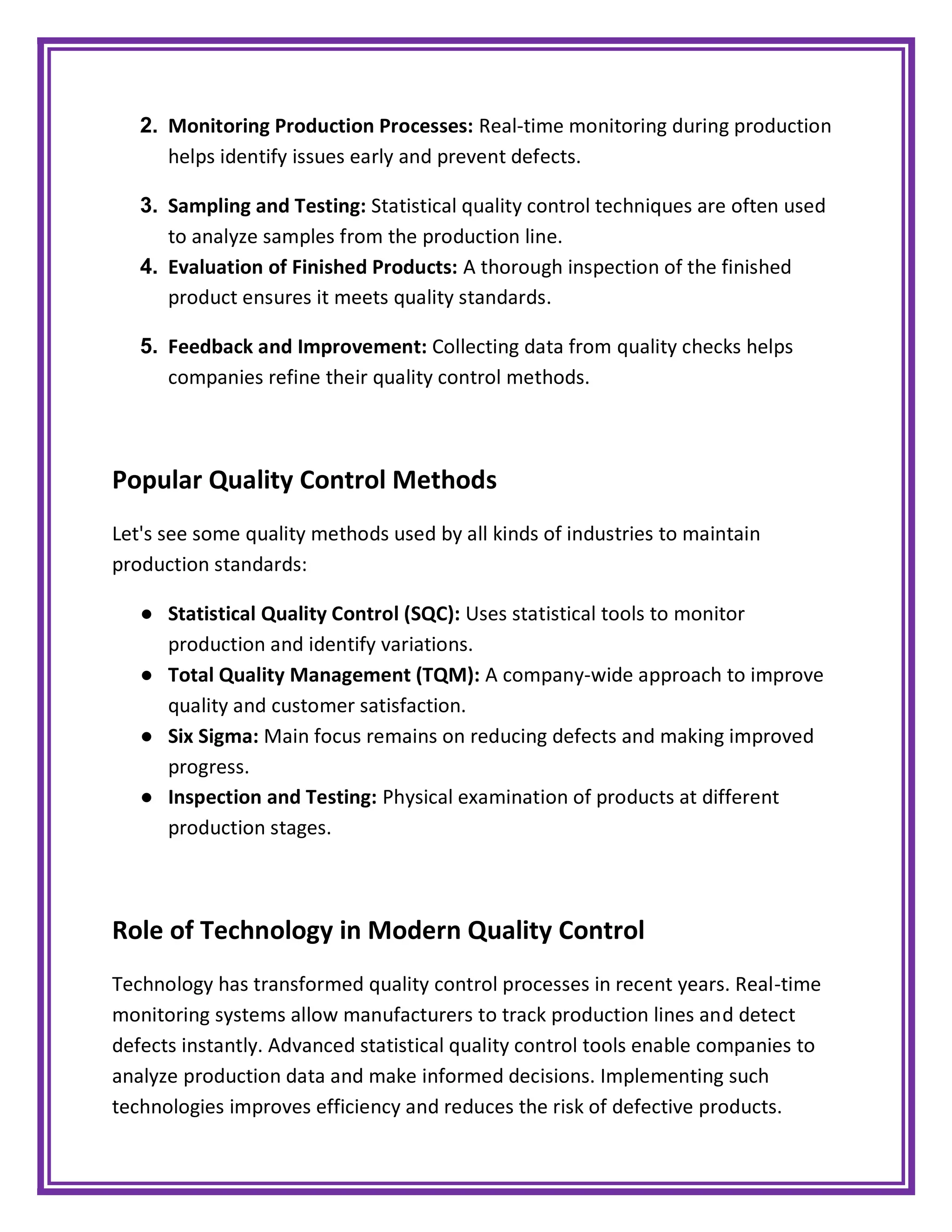 What is Quality Control in Manufacturing Meaning, Role and Types | PDF