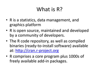 Why R? A Brief Introduction to the Open Source Statistics Platform | PPTX | Programming ...