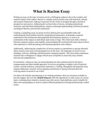 What Is Racism Essay | PDF