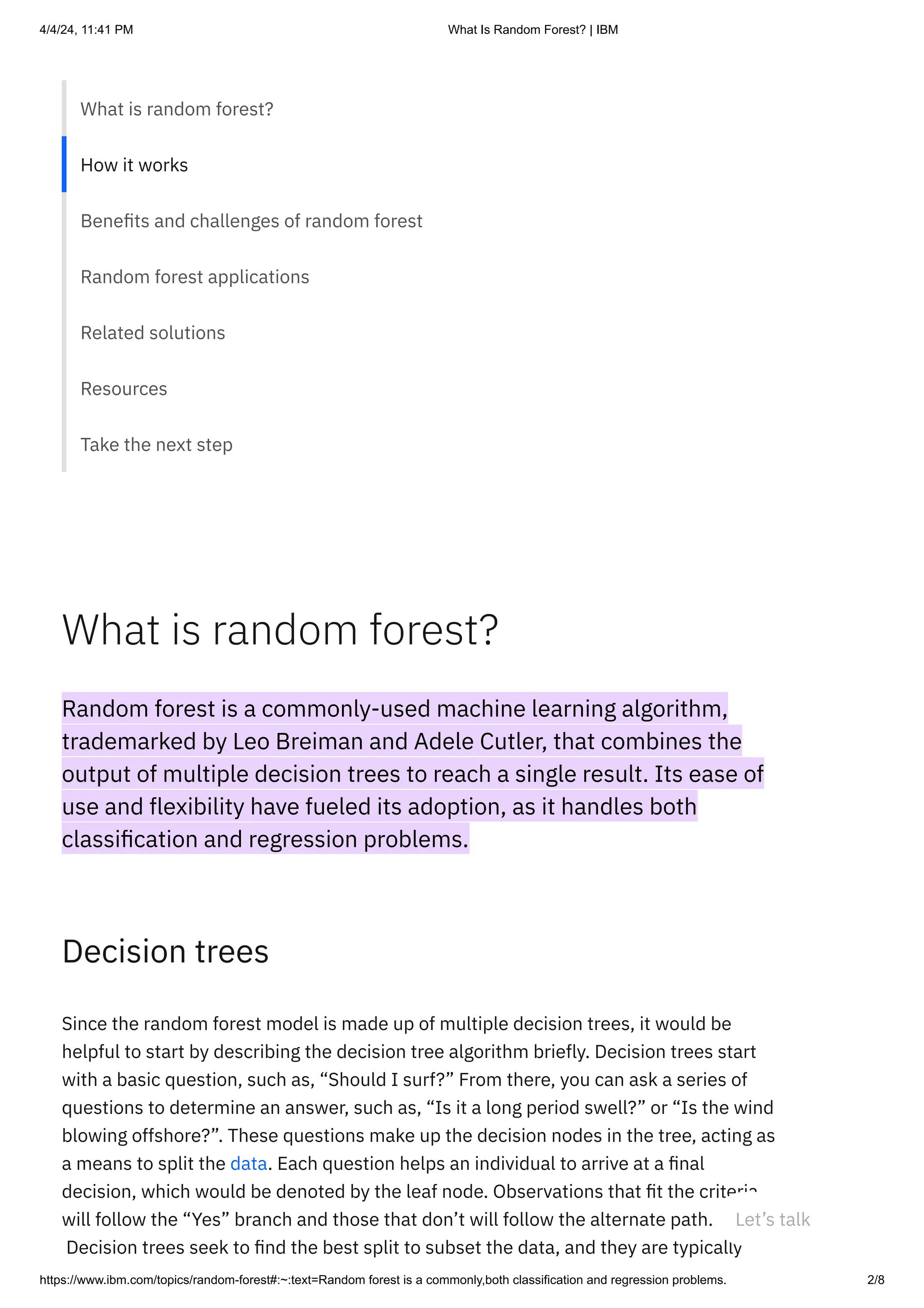 What Is Random Forest_ analytics_ IBM.pdf | Technology Industry | Industries