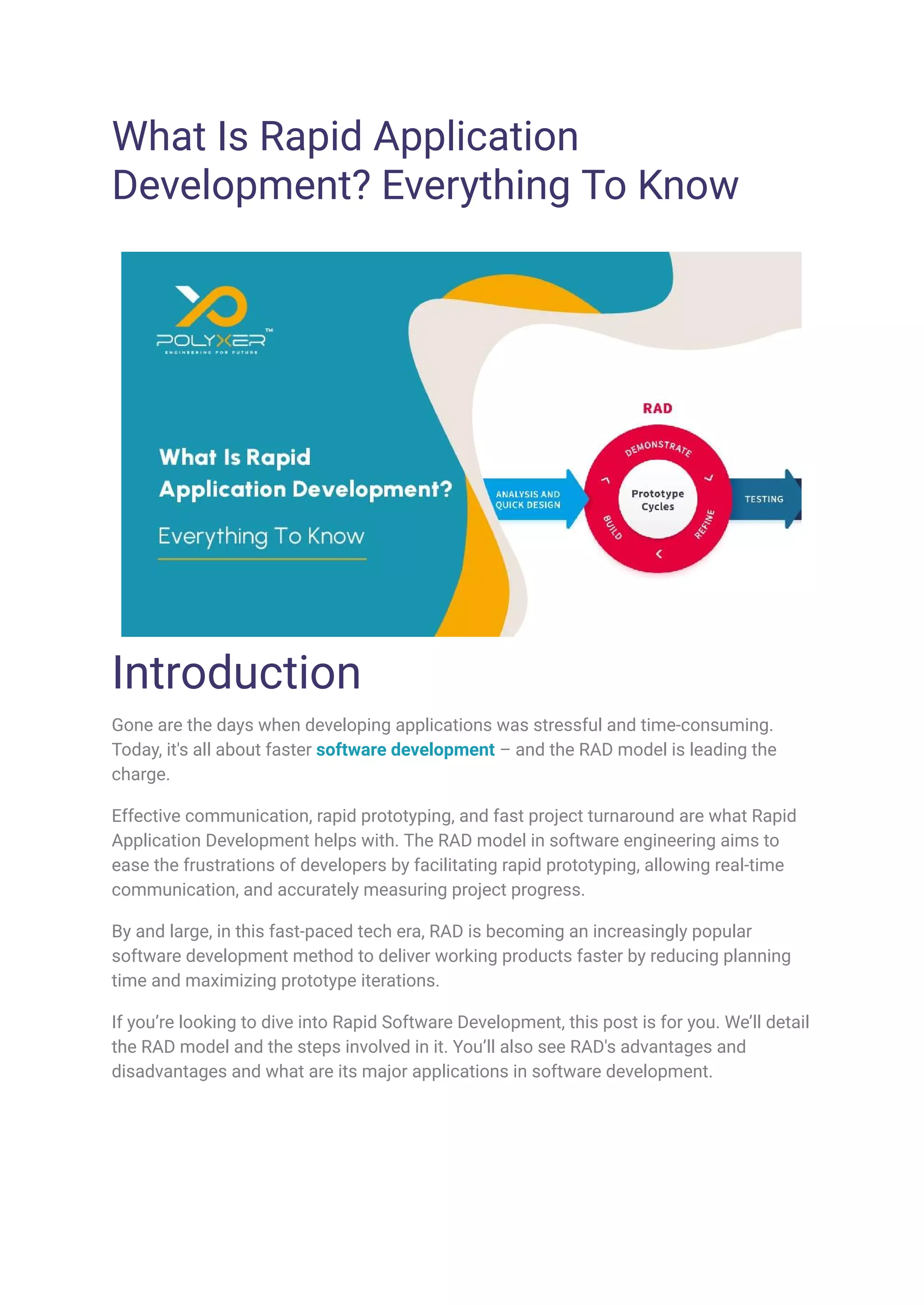 What Is Rapid Application Development? Everything To Know | PDF