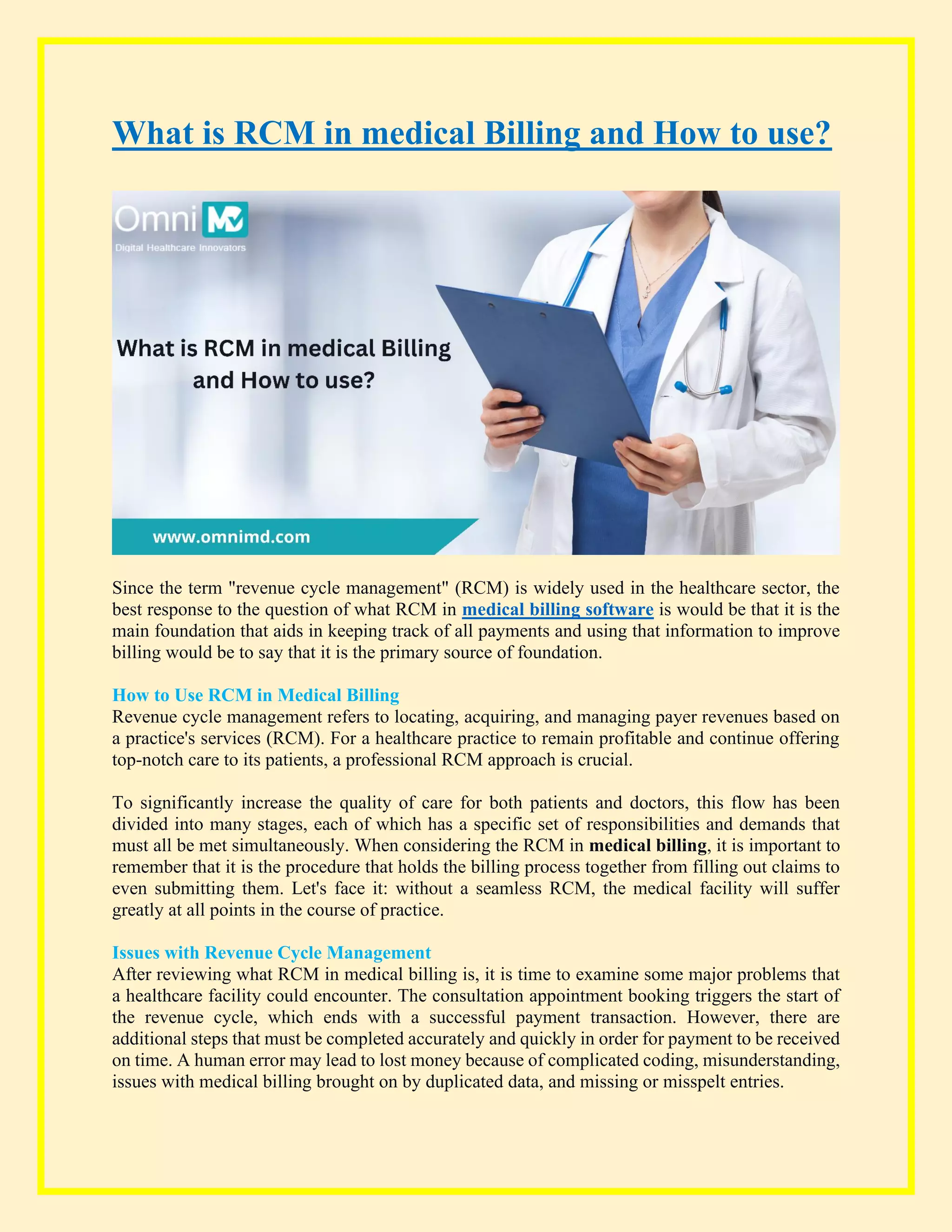 What is RCM in medical Billing and How to use? | PDF