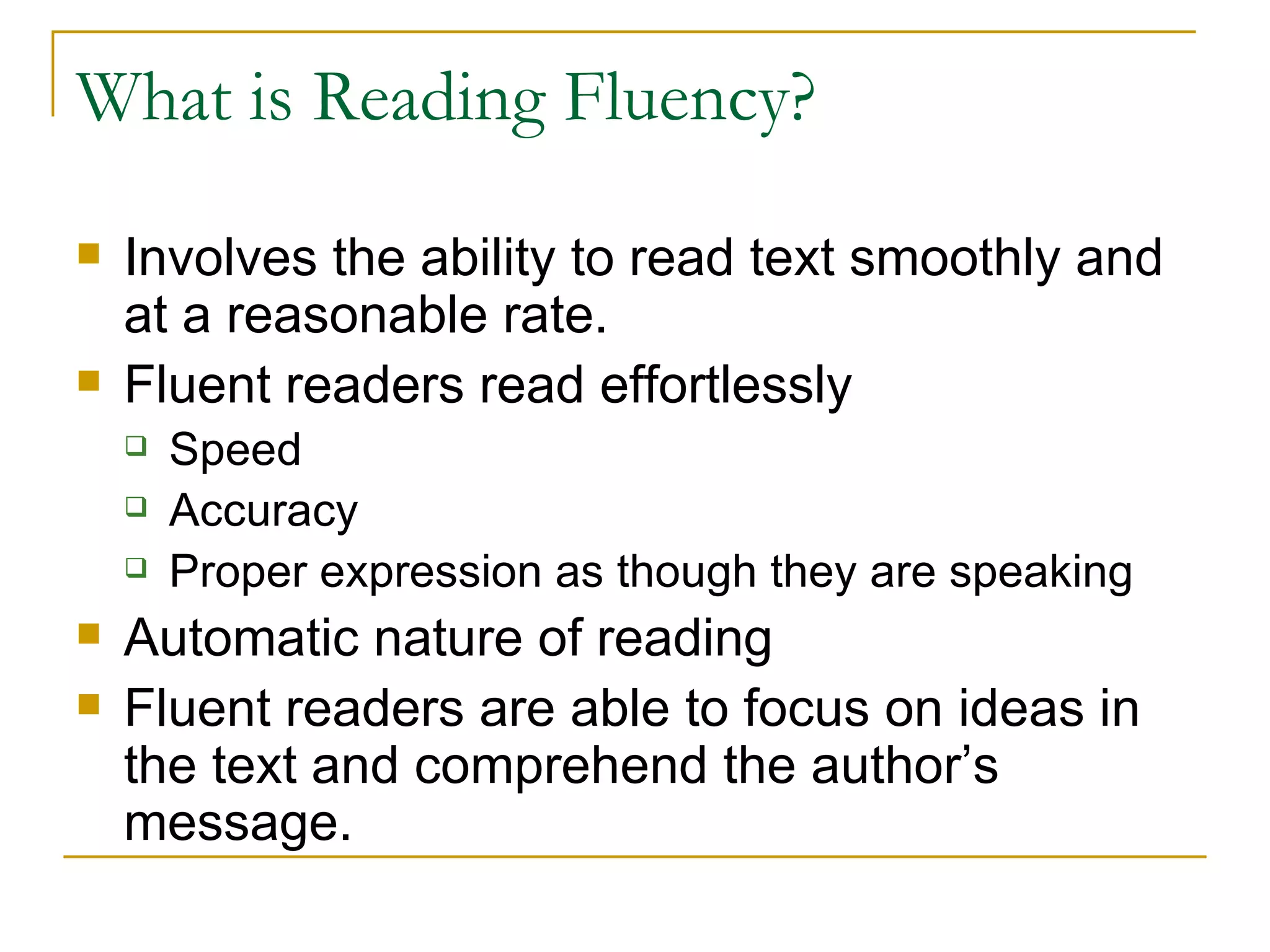 What is reading fluency | PPT