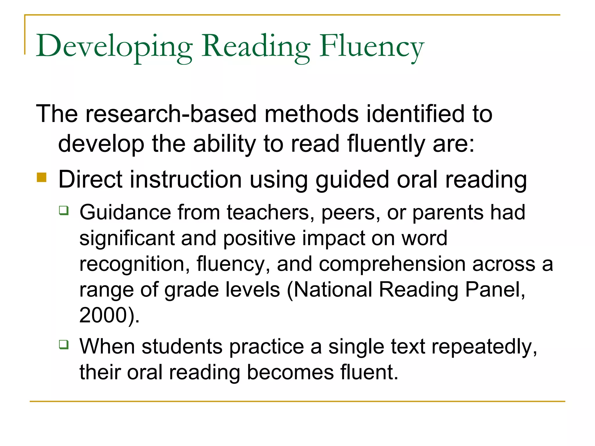 What is reading fluency | PPT | Education