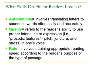 What is reading fluency | PPT | Education