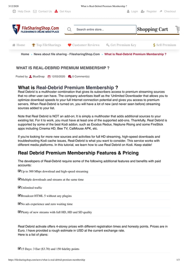 What is real debrid premium membership? | PDF