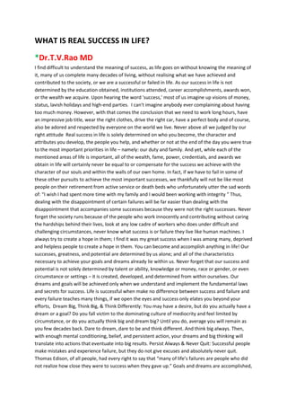 What is real success in life | DOCX
