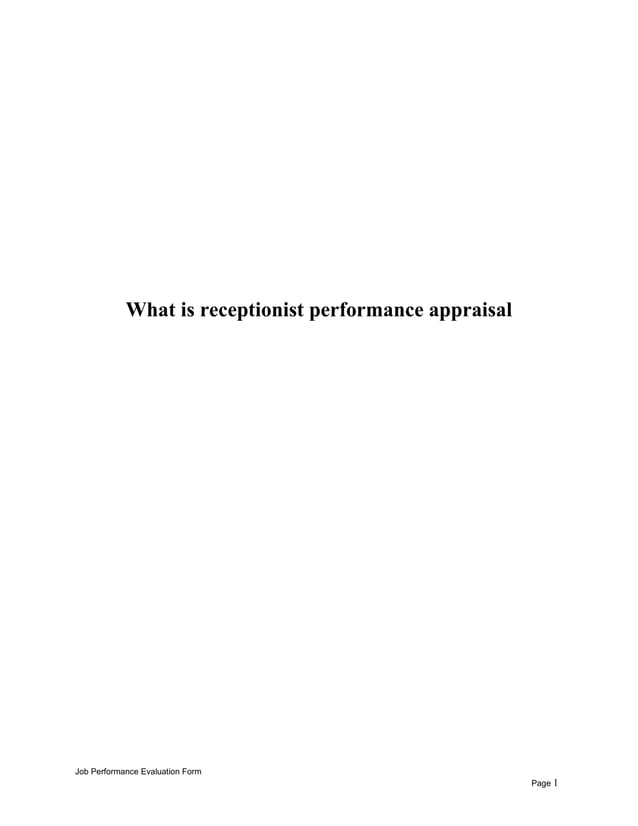 What is receptionist performance appraisal | DOC | Resume Writing and ...