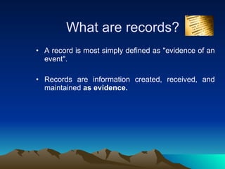 What is recordkeeping | PPT
