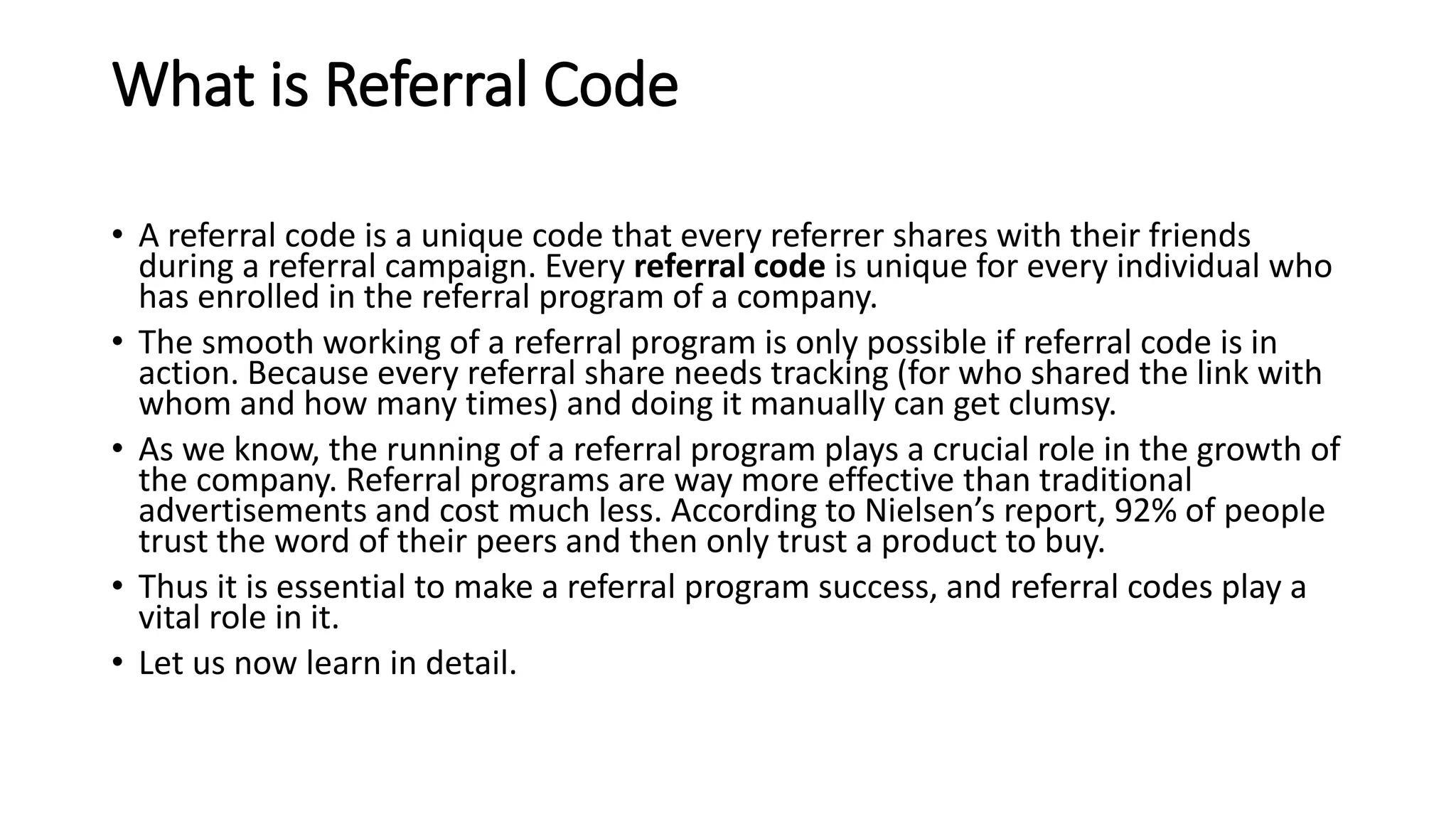 What is meant by Referral Code? | PPT