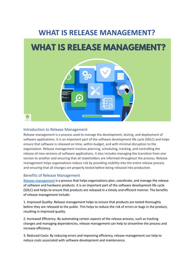 WHAT IS RELEASE MANAGEMENT? | PDF