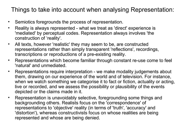 What Is Representation | PPT | Drama | Genres