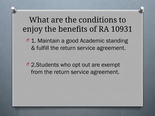 What is Republic Act 10931. tertiary education | PPTX
