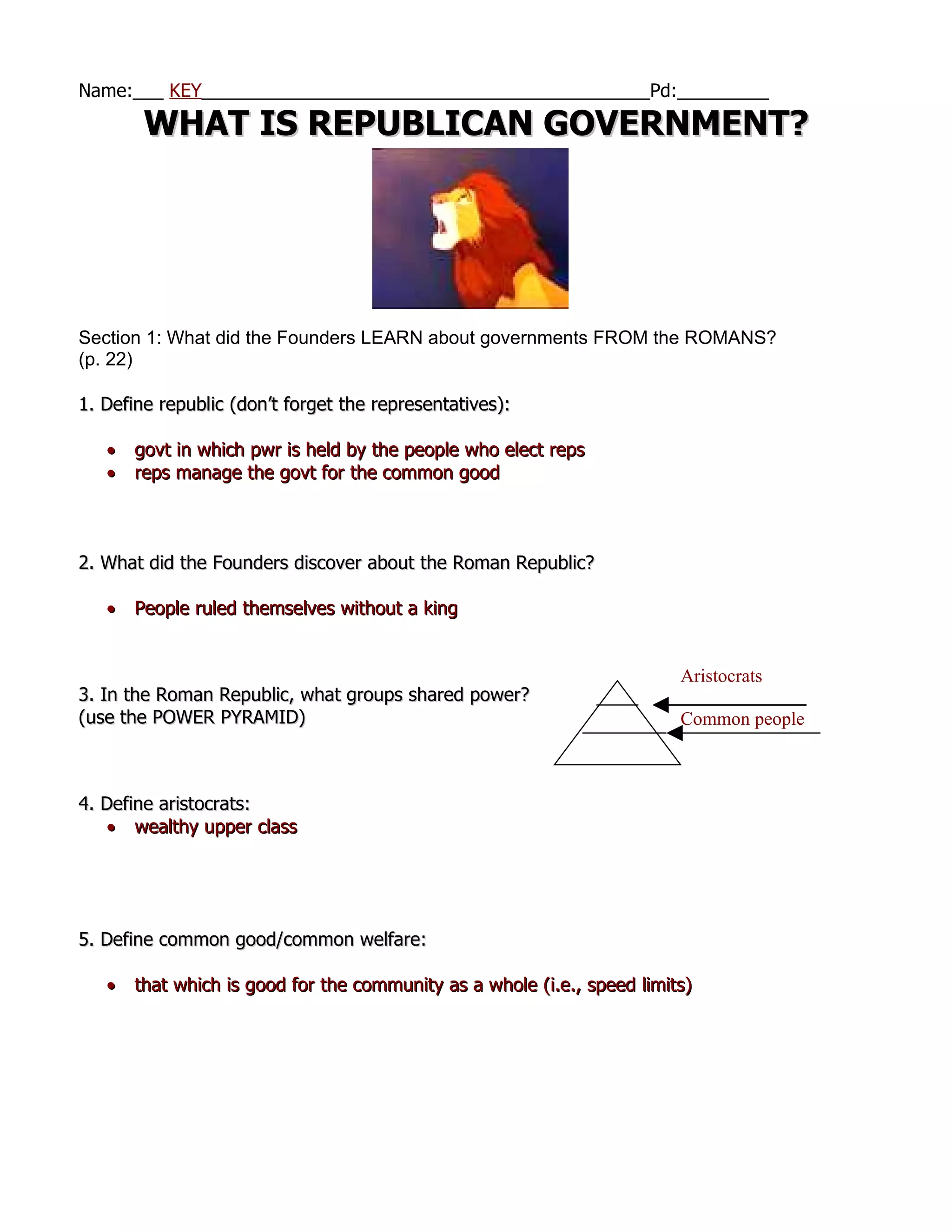 What is Republican Government Handout | DOC