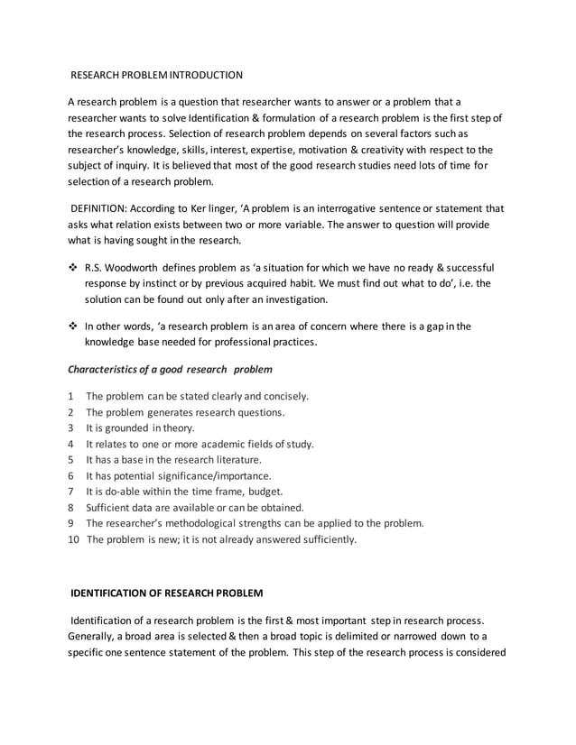 What is research problem | PDF