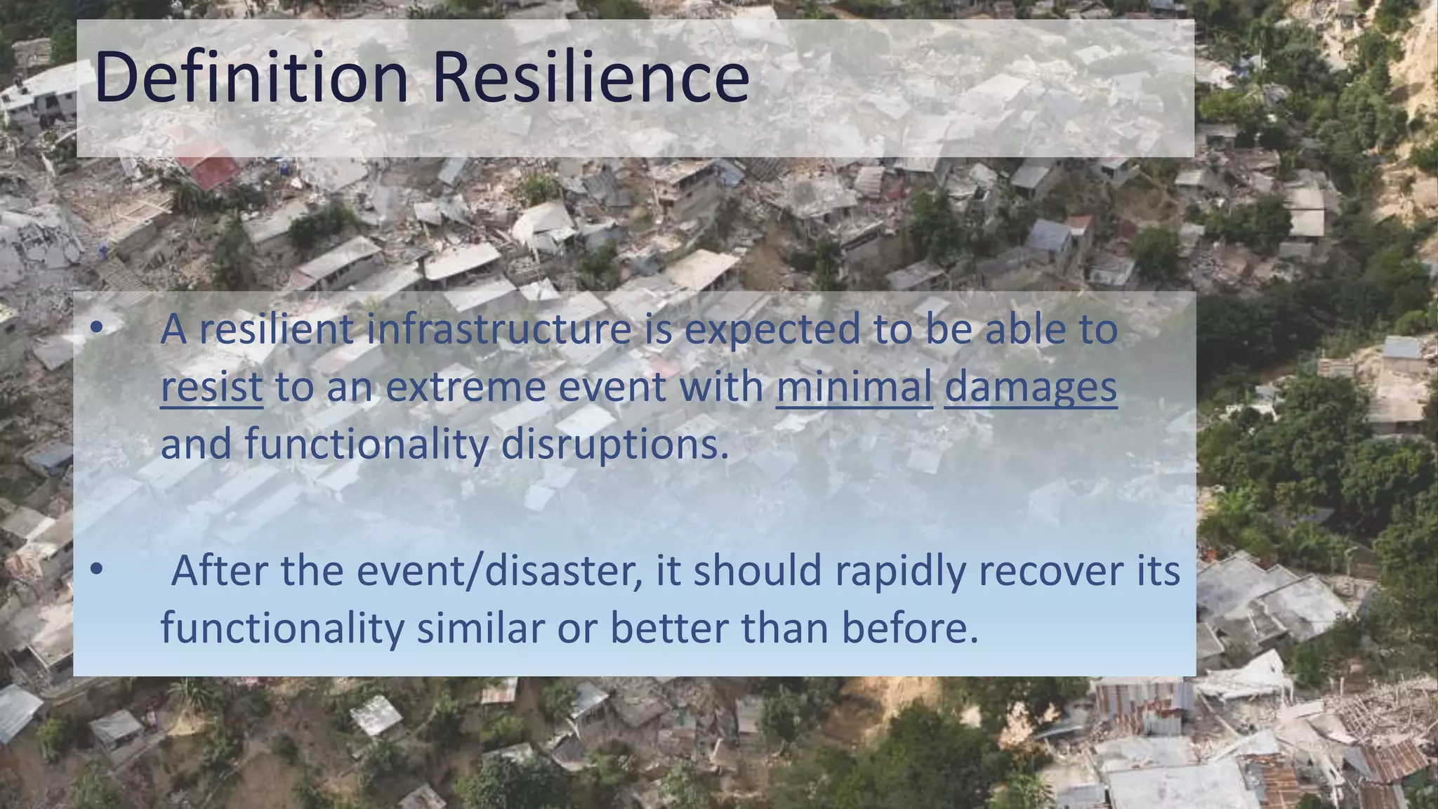 Resilient infrastuctures: brief explanation of the concept | PPTX