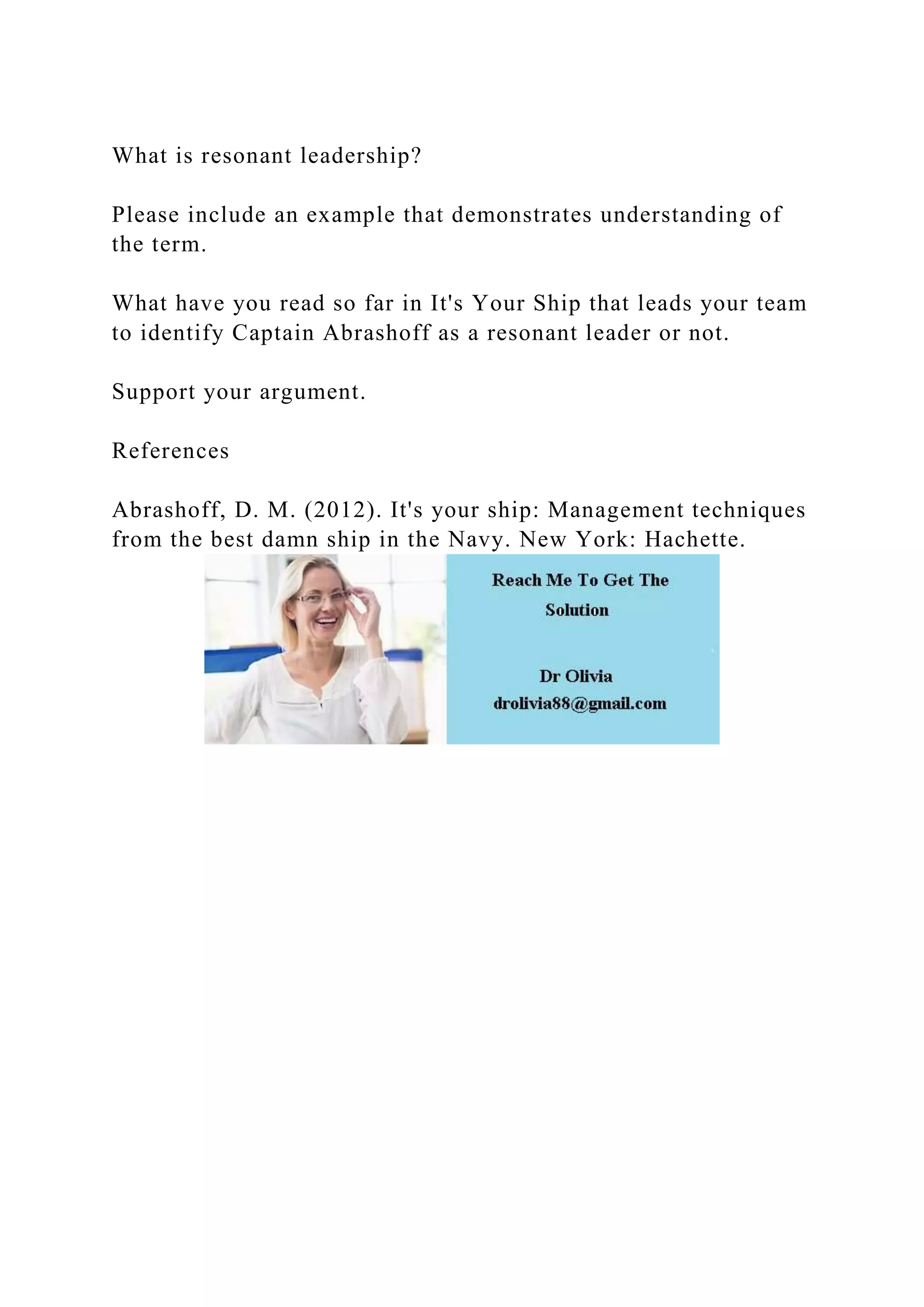 What is resonant leadershipPlease include an example that demon.docx