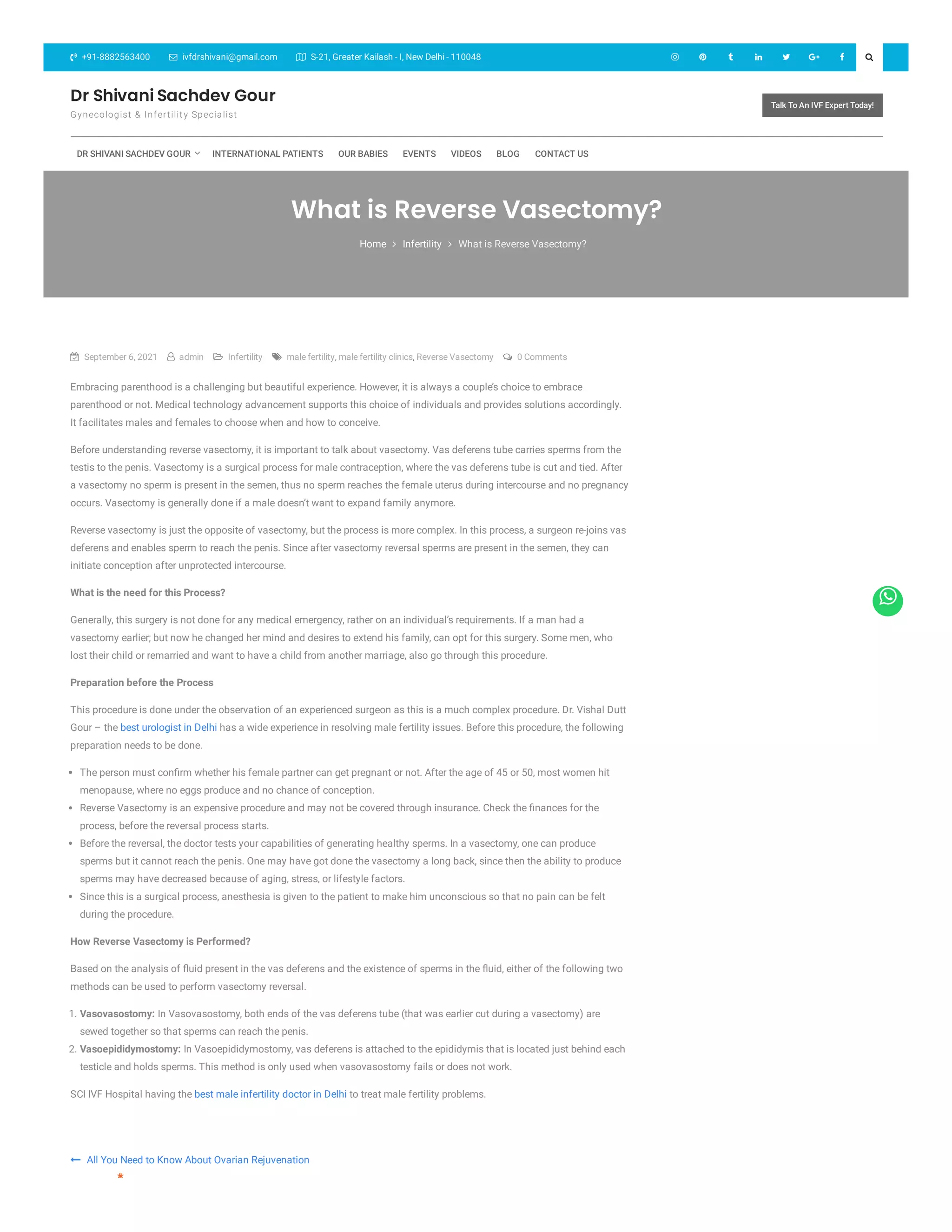 What is Reverse Vasectomy? | PDF