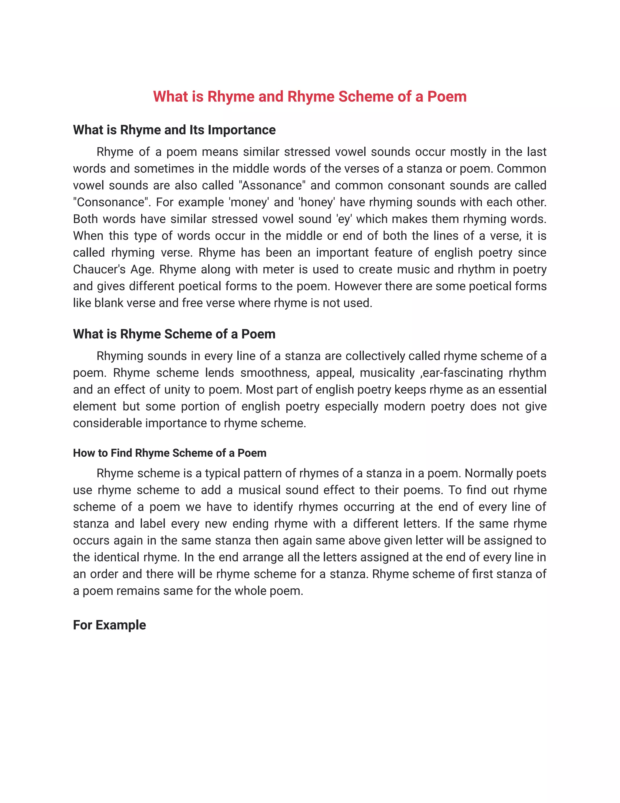 What is Rhyme and Rhyme Scheme of a Poem | PDF