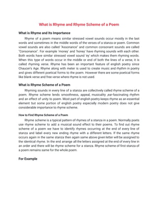 What is Rhyme and Rhyme Scheme of a Poem | PDF