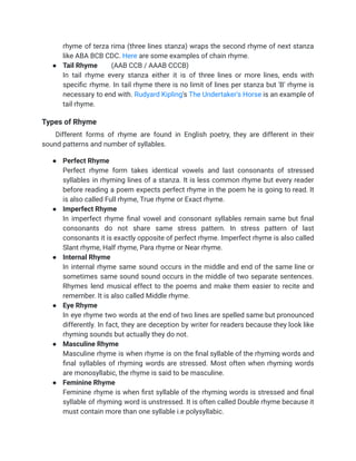 What is Rhyme and Rhyme Scheme of a Poem | PDF
