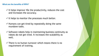 Introduction to Robotic Process Automation (rpa) and RPA Case Study | PPTX