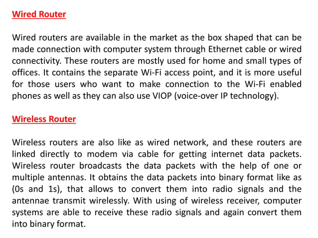 What is Router: Functions, Uses | Types of Routers with Examples | PPTX